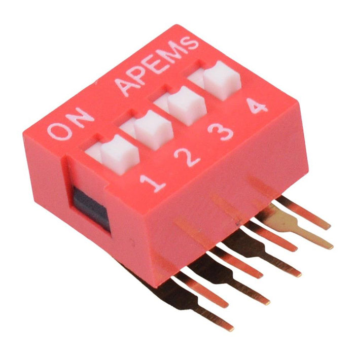 DA04TV 4-Way Right Angle DIP Switch SPST APEM — Switch Electronics | Your One Stop Component Shop