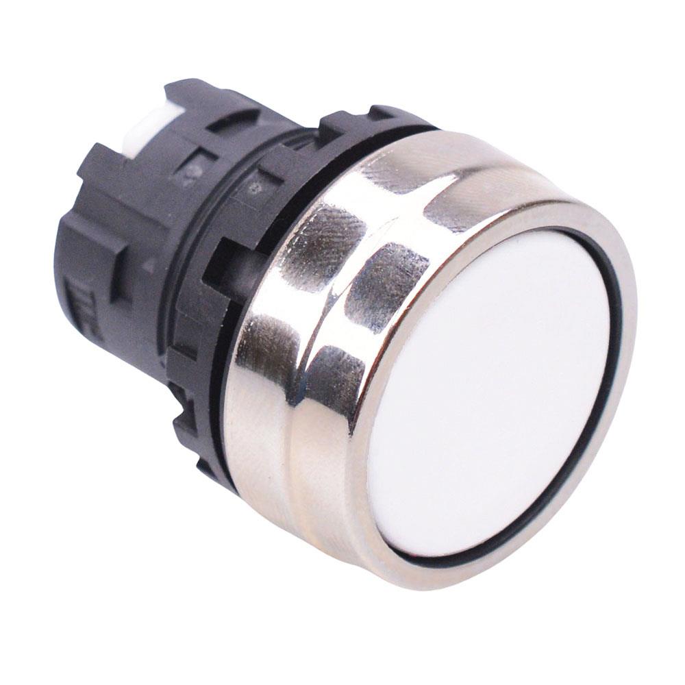 YW4B-A1W White 22mm Maintained Metal Push Button Bezel for Non-illumin ...
