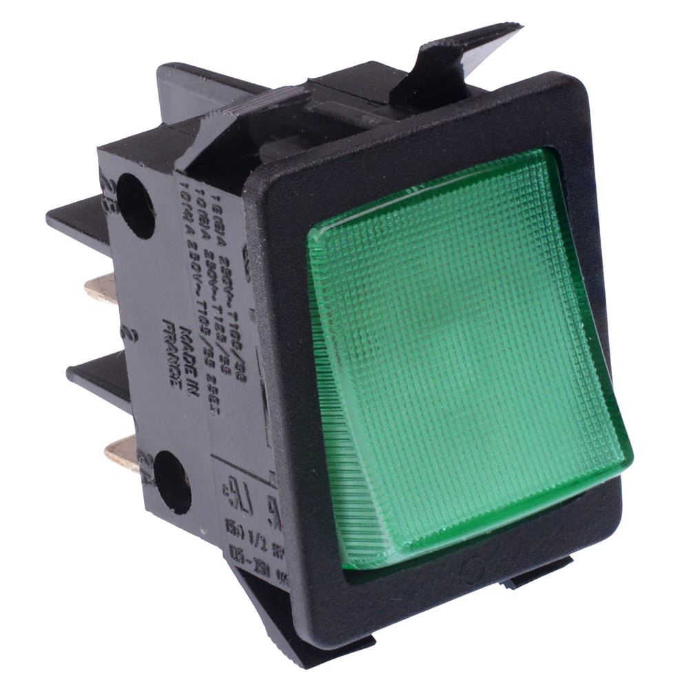210FB5NKV250V Green illuminated On-Off Rectangle Rocker Switch DPST 16 ...