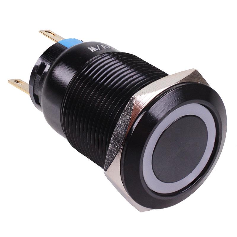 Warm White LED Momentary On-(On) 19mm Black Vandal Resistant Push Swit ...