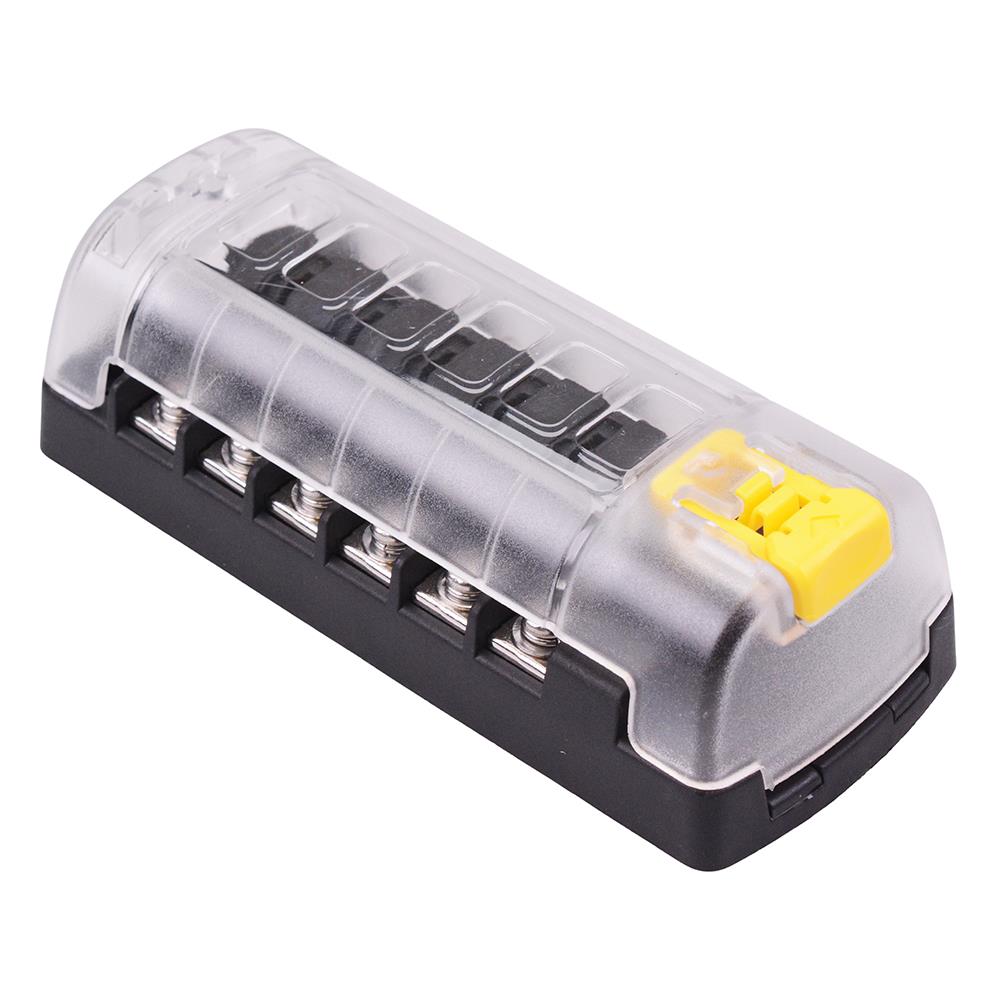 6 Way Locking Standard Blade Fuse Box 100A 32VDC — Switch Electronics ...
