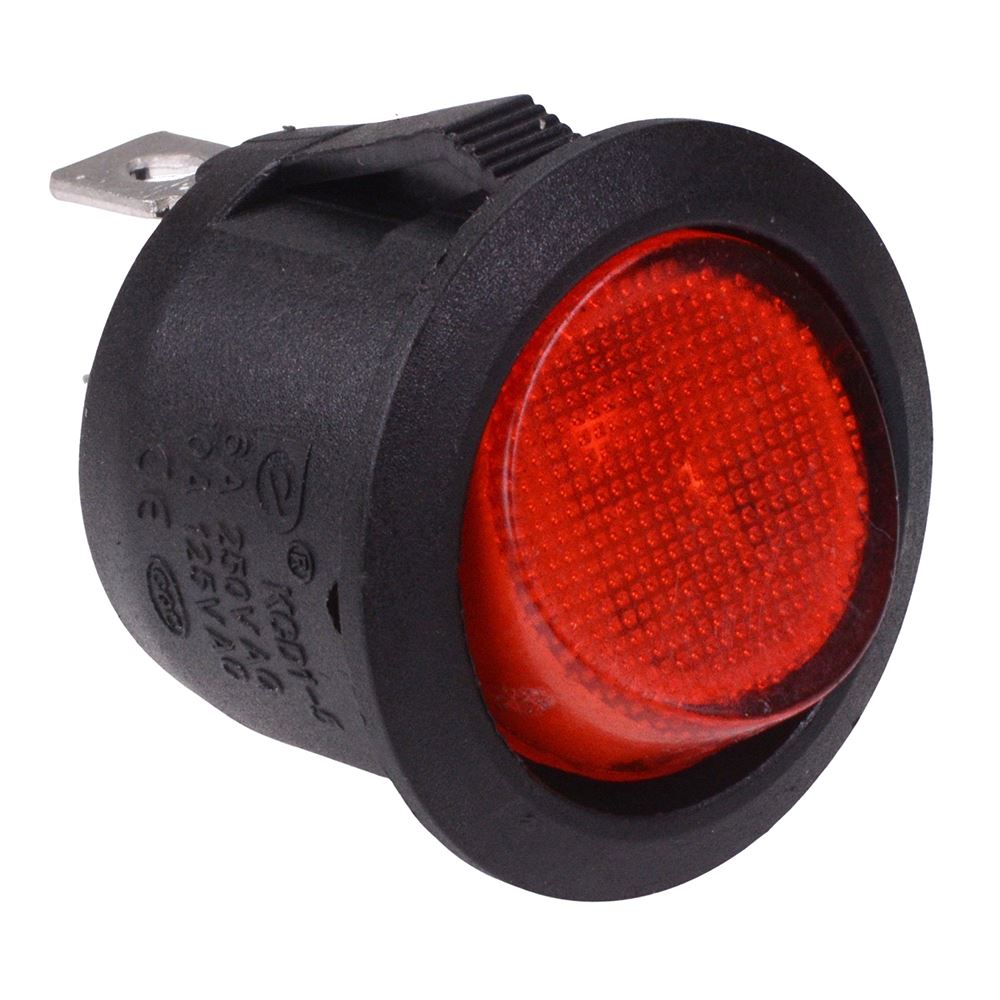 Red On-Off 12V illuminated Circular Rocker Switch SPST 10A — Switch ...
