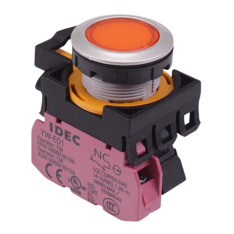 CW4L-M1E01Q3A Amber 12V illuminated Metallic Momentary Push Button Swi ...