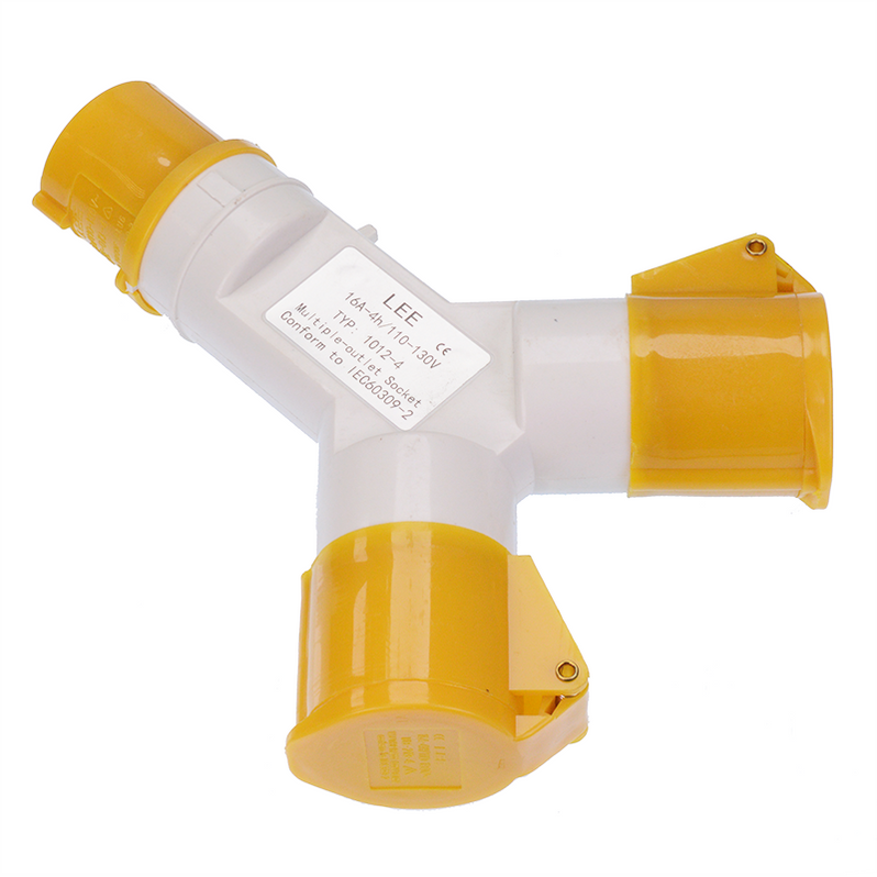 Yellow 2 Way Splitter 16A 110V 2P+E IP44 — Switch Electronics | Your ...