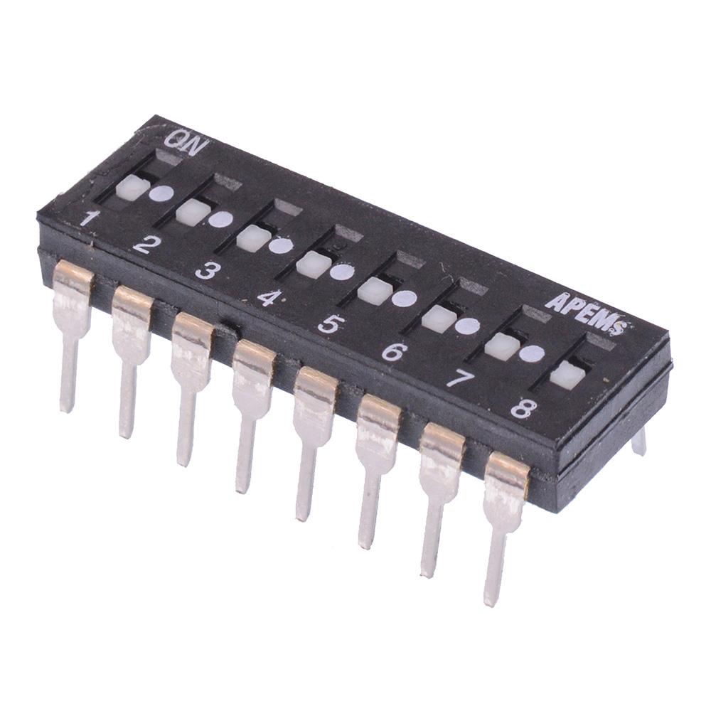 IK0800000 APEM 8-Way PCB DIP Switch Flush Actuator SPST — Switch Electronics | Your One Stop ...